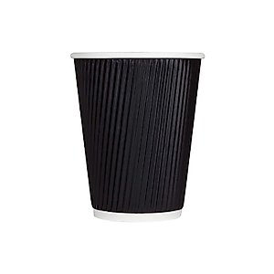 Karat C-KRC512B 12 oz Ripple Paper Hot Cup - Black (Case of 500)