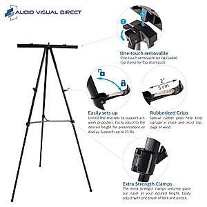 Lightweight Aluminum Flip-Chart Presentation Easel, 70 Inches, Black