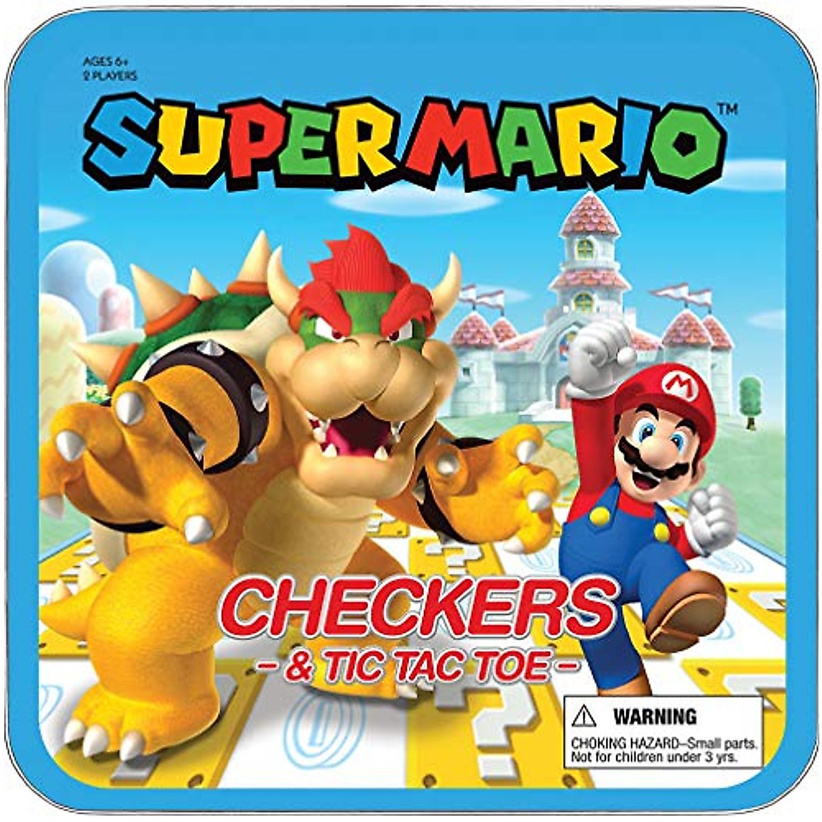 USAOPOLY Super Mario Checkers & Tic-Tac-Toe Collector's Game Set for 2 players | Featuring Mario & Bowser | Collectible Checkers and TicTacToe Perfect for Mario Fans, Model Number: CM005-637-002001-06