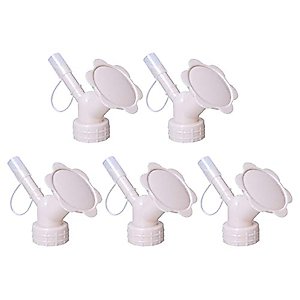 Cabilock Bonsai Tools Beverage Bottle Watering Nozzle 5pcs Bottle Cap Sprinkler Dual Head Bottle Watering Spout Bonsai Watering Can for Indoor Garden Tool (Beige) Potting Bottle Watering Nozzles