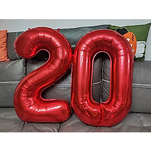 40 Inch Red Number Balloons Birthday Party Balloon 0-9(Zero-Nine) Mylar Decorations of Number 2