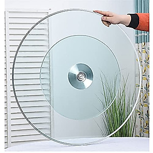 Lazy Susan Turntable for Kitchen - 24" 36" 40" Transparent Rotating Round Turntable with Auxiliary Wheel design, 360 Degree Swivel Dining Table Serving Tray, Aluminum alloy (Size : 90cm/35.4in)