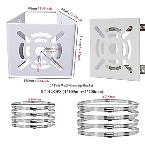 2pcs Universal Wall Mounting Bracket with 8 Loops, Vertical Pole Mount Adapter for CCTV Security Camera PTZ Dome Indoor Outdoor AP Access Point Client CPE