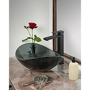 Vessel Sink Faucet Matte Black, ARCORA Single Handle Tall Bathroom Faucet, Single Hole Lavatory Vanity Mixer Bar Tap with Pop Up Drain and Faucet Supply Lines