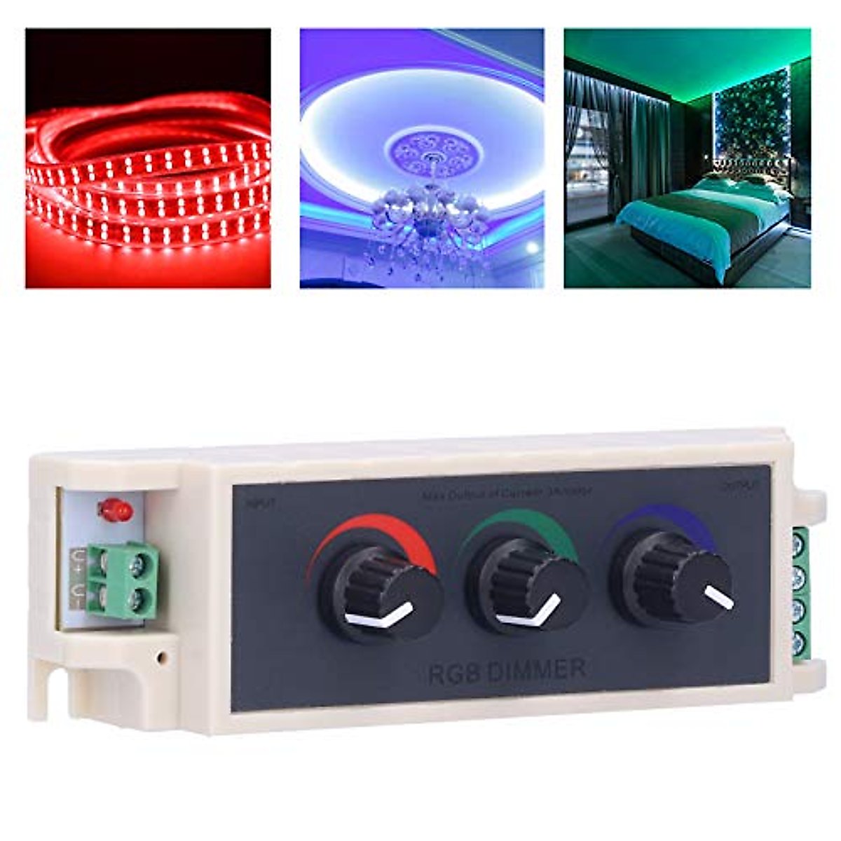 AUHX RGB Controller, 3‑Channel Adjustable RGB Knob Dimmer, for RGB Modules LED Strip Light