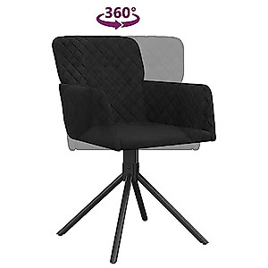 vidaXL Set of 2 Swivel Dining Chairs Black Velvet - Luxurious Material - Modern Design - Comfortable Foam Filling - Velvet Upholstered Seats with Armrests