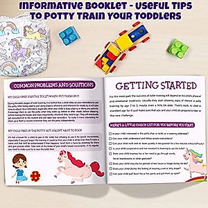 Potty Training Chart for Toddlers Girls, Unicorn Design - Sticker Chart, 4 Week Reward Chart - 213 Cute Stickers, Certificate, Instruction Booklet & Motivational Cards - Bonus Celebratory Crown