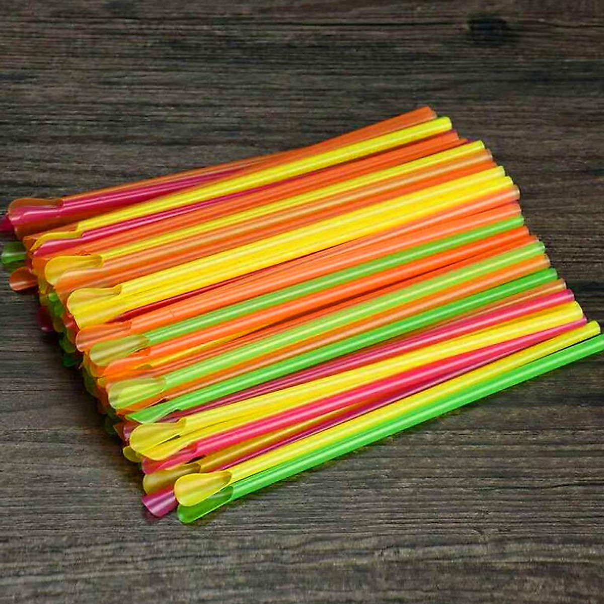 DOITOOL 50pcs Straws Drinking Straw Straw Disposable Spoon