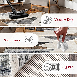 nuLOOM Fringed Performance Indoor Area Rug, Power Loomed, Easy Clean, Durable, Non-Shed, 3' x 5', Vanita Beige