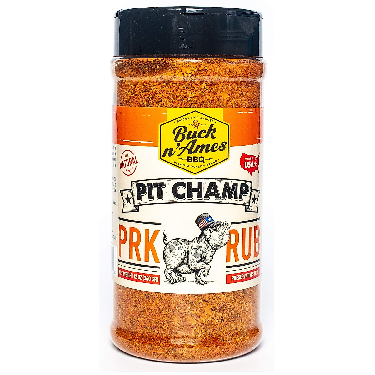Buck N’ Ames PIT CHAMP PRK BBQ RUB | Ribs and Pork Barbecue Seasoning | Also Great on Chicken, Lamb, and Beef | ALL Natural |12 oz