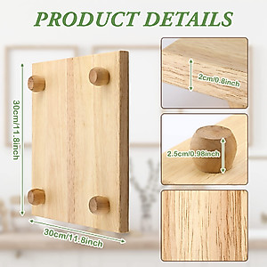 Wood Cutting Board with Feet Chopping Block Cutting Board Square Butcher Block with Legs Kitchen Chopping Board for Home Kitchen Charcuterie, 11.8 Inches Square, 2.6 Inches Thick