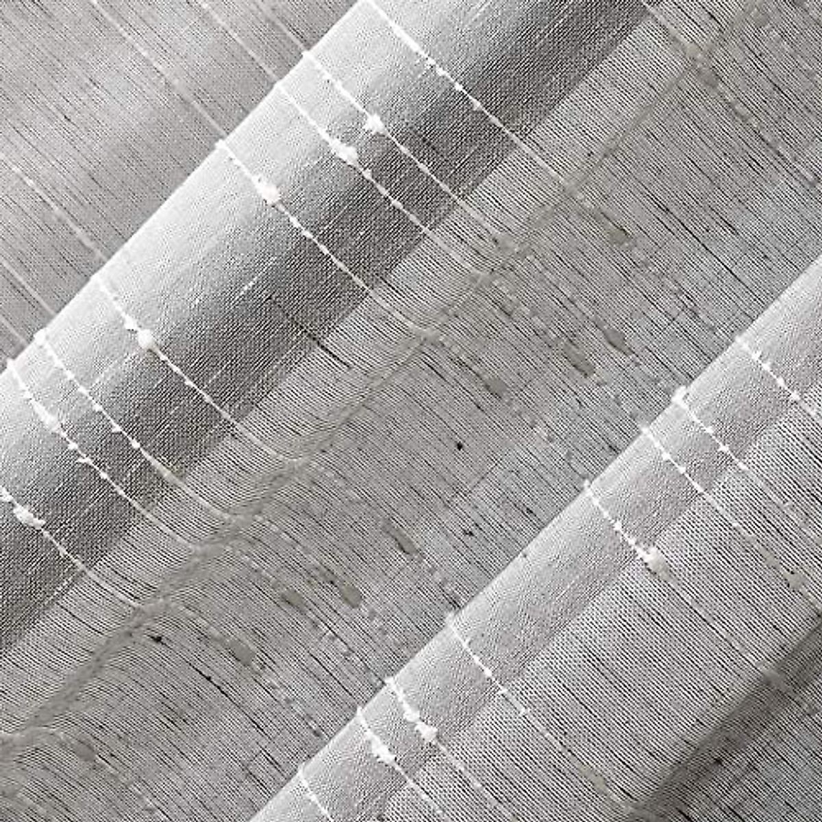 Clean Window Textured Slub Stripe Anti-Dust Allergy/Pet Friendly Sheer Curtain Panel, 52" x 95", Gray