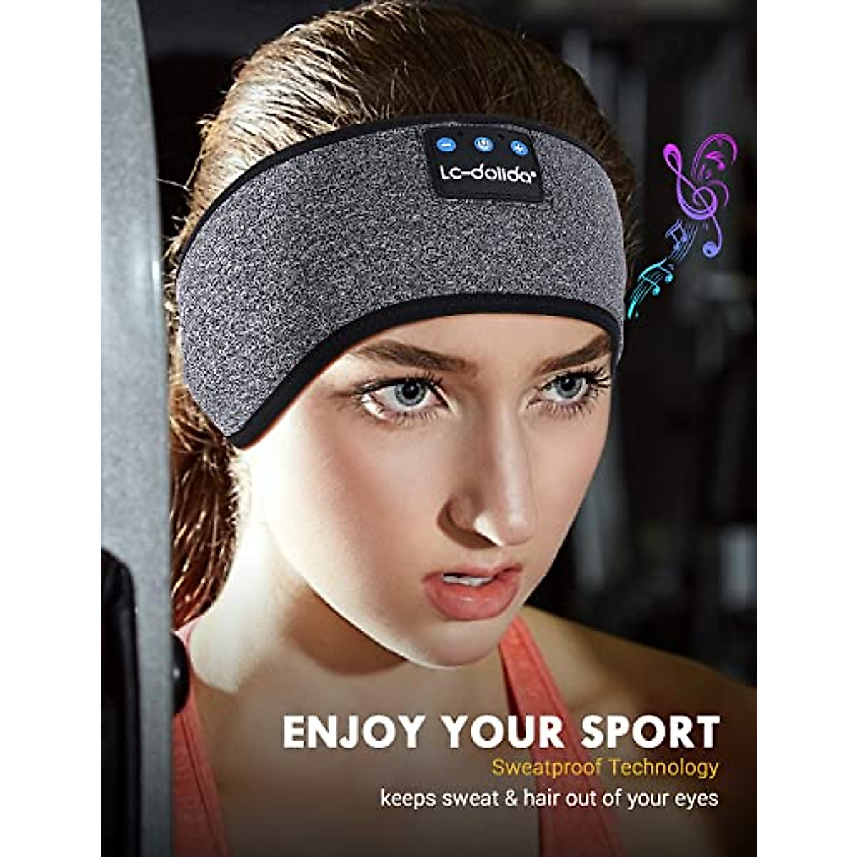 LC-dolida Sleep Headphones Bluetooth Headband, Cozy Band Wireless Sports Headband Headphones with Thin HD Stereo Speakers Perfect for Sleeping, Sport, Yoga, Travel Cool Gadgets for Women Man