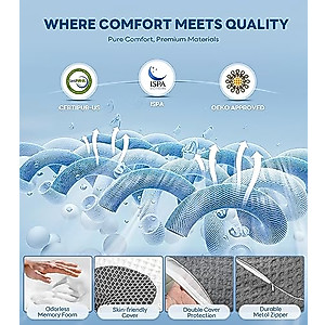 No More Aches Neck Pillow for Pain Relief, Adjustable Cervical Support with Armrest, Odorless Ergonomic Contour Memory Foam Pillows,Orthopedic Bed Side Back Stomach Sleeping