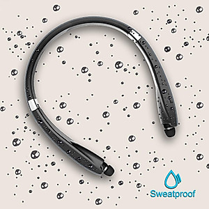 BEARTWO Foldable Bluetooth Headset, Lightweight Retractable Bluetooth Headphones for Sports&Exercise, Noise Cancelling Stereo Neckband Wireless Headset (with Carry case) (Gray Matte)