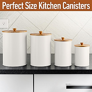 Kitchen Canisters for Countertop Set of 4 with Customizable Chalkboard Labels & Marker Pen - Big Iron Kitchen Canisters with Airtight Lids - Canisters Sets for the Kitchen - White Kitchen Canister Set