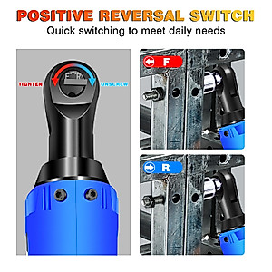 Qimu Cordless Electric Ratchet Wrench Set, 3/8" 12V Power Ratchet Driver Cordless Power Ratchet Tool Kit with 2 Packs 1500mAh Lithium-Ion Battery, 7 sockets and Charger, LED Light