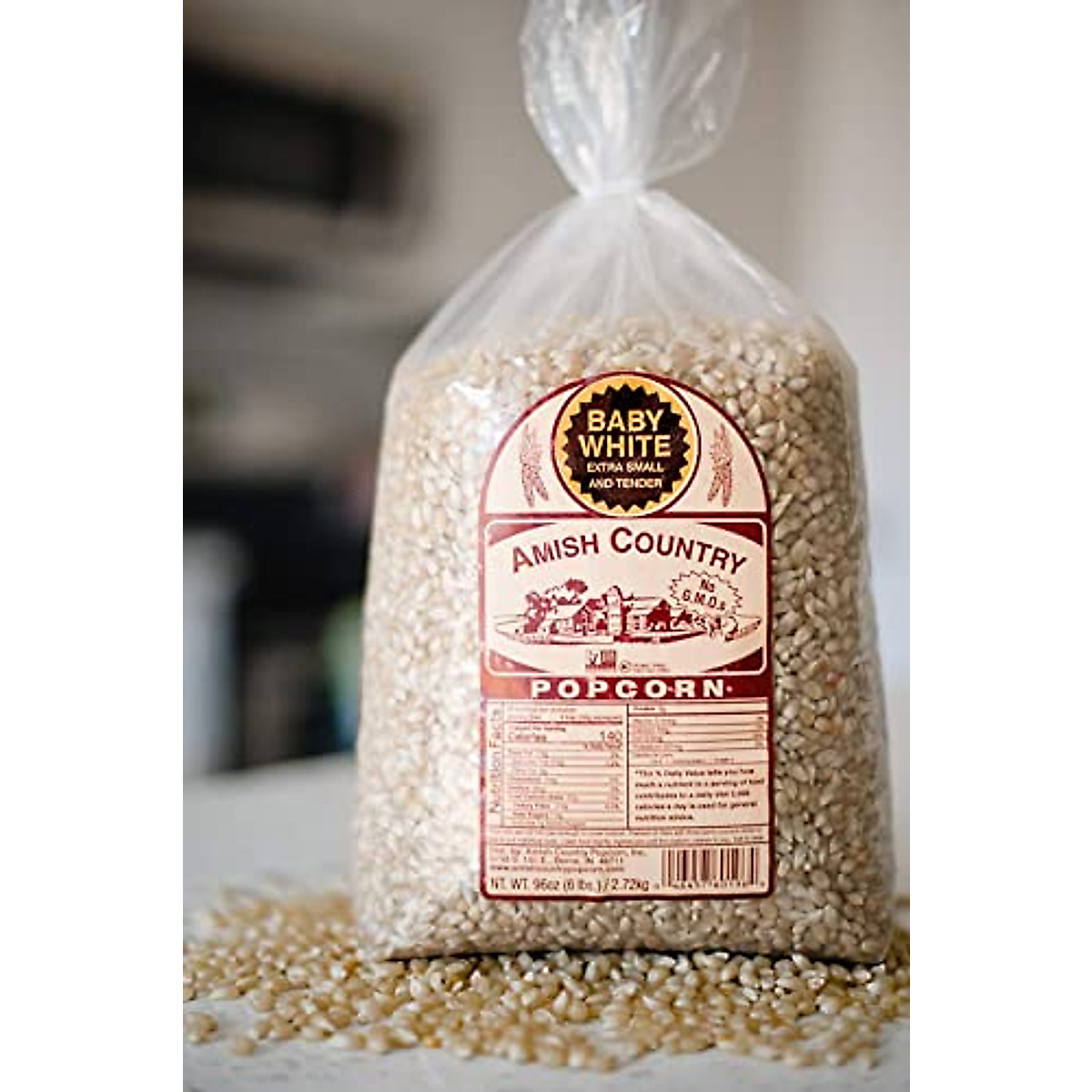 Amish Country Popcorn | 6 lb Bag | Popcorn Kernels | Small and Tender | Old Fashioned, Non-GMO and Gluten Free (6 Pound (Pack of 1), Baby White)