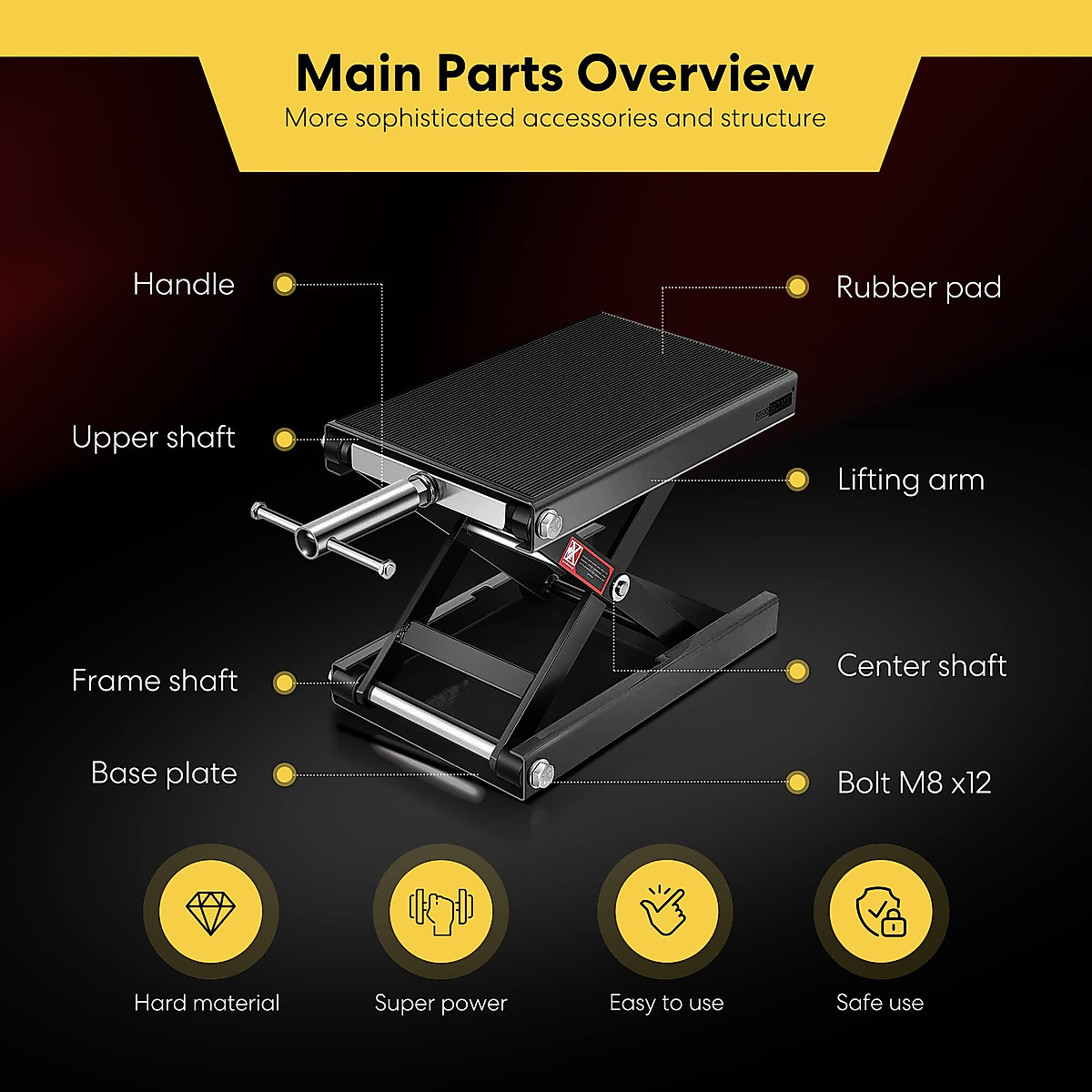 VIVOHOME Motorcycle Lift Scissor Jack Steel Wide Deck Hoist Crank Center Stand 1100 LBS Capacity for Motorcycles, ATVs, Dirt Bikes Black