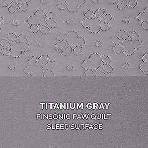 Furhaven Medium Memory Foam Dog Bed Pinsonic Quilted Paw L Shaped Chaise w/ Removable Washable Cover - Titanium, Medium