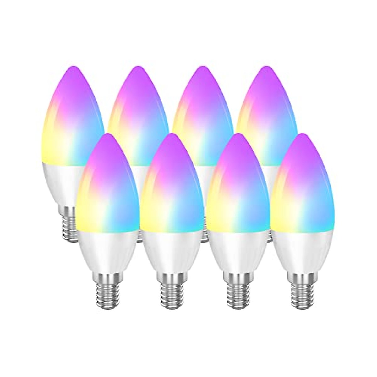 CMARS Smart Light Bulbs E12 Base, Candelabra LED Bulbs Work with Alexa Google Home IFTTT, Dimmable and RGB Color Changing Light Bulb, Tunable White Chandelier Light Bulbs (2.4 Ghz only) 8 Pack