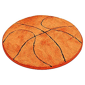 JeogYong Basketball Rug, Soft and Comfy Sports Themed Round Area Rugs Bedroom Living Room Carpet Kitchen Mat Bath Rugs for Bathroom, Basketball Themed Room Decor for Kids Bedroom Men Cave