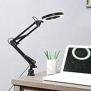 Eyecare Table Lamp Flexible Swing Arm Clamp Mount Lamp USB Interface, 3 Tone & 10 Gear Dimmable