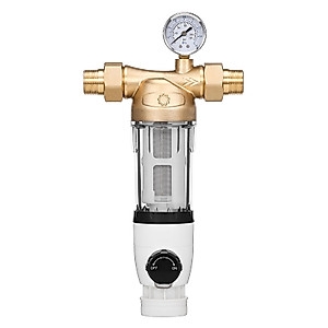 Airthereal Spin Down Water Sediment Filter, Pre-Filtration System for Whole Home, Water Filter for City and Well Water, 40 Micron Reusable Sediment Backwash Filter with 1" MNPT + 3/4" FNPT Connector