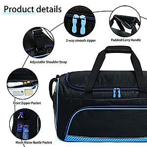 21 inch Mens Gym Bag Ultimate Large Overnight Weekender Duffle Bag for Travel Sport (Blue/Black)