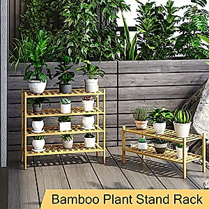 4-Tier Bamboo Shoe Rack for Entryway, Stackable | Heavy Duty | Multi-Function, Free Standing Shoe Racks for Bedroom Hallway Closet