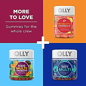 OLLY Women's Multivitamin Gummy, Vitamins A, D, C, E, Biotin, Folic Acid, Chewable Supplement, Berry Flavor, 90-Day Supply - 180 Count