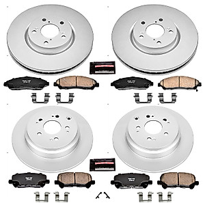Power Stop CRK6084 Coated Brake Rotor & Ceramic Brake Pads- front & rear For Honda Pilot 2012-2015 [Model Specific]