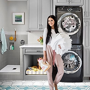 2 Sheets Wall Stickers Laundry Room Vinyl Wall Decal Wash Dry Vinyl Laundry Stickers Laundry The Real Never Ending Story Wall Decal Washer Stickers Quote Wall Art Stickers for Home Apartment Washing Machine laundry Room Decor Wall Decorations Laundry Room