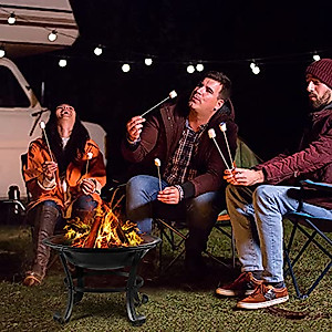 Wilrex Outdoor Fire Pits, 22 inch Portable Bonfire FirePits for Outside Wood Burning with Spark Screen and Fireplace Poker for Backyard Garden Patio Bonfire Heating, Camping and BBQ, Black (QTFP06M)