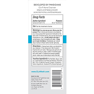 CLn® Acne Cleanser-Facial Cleanser with 0.5% Salicylic Acid to Eliminate Blackheads & Breakouts, Oil-Free & Fragrance-Free, 3.4 fl. oz.