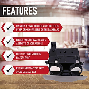 Replacement Dash Cup Holder - Graphite Gray - Compatible with Ford Vehicles - 1999-2001 - F250, F350, F450, F550 Super Duty, Excursion - Replaces YC3Z-2513560-CAD, YC3Z2513560CAD - Console Cup Holder