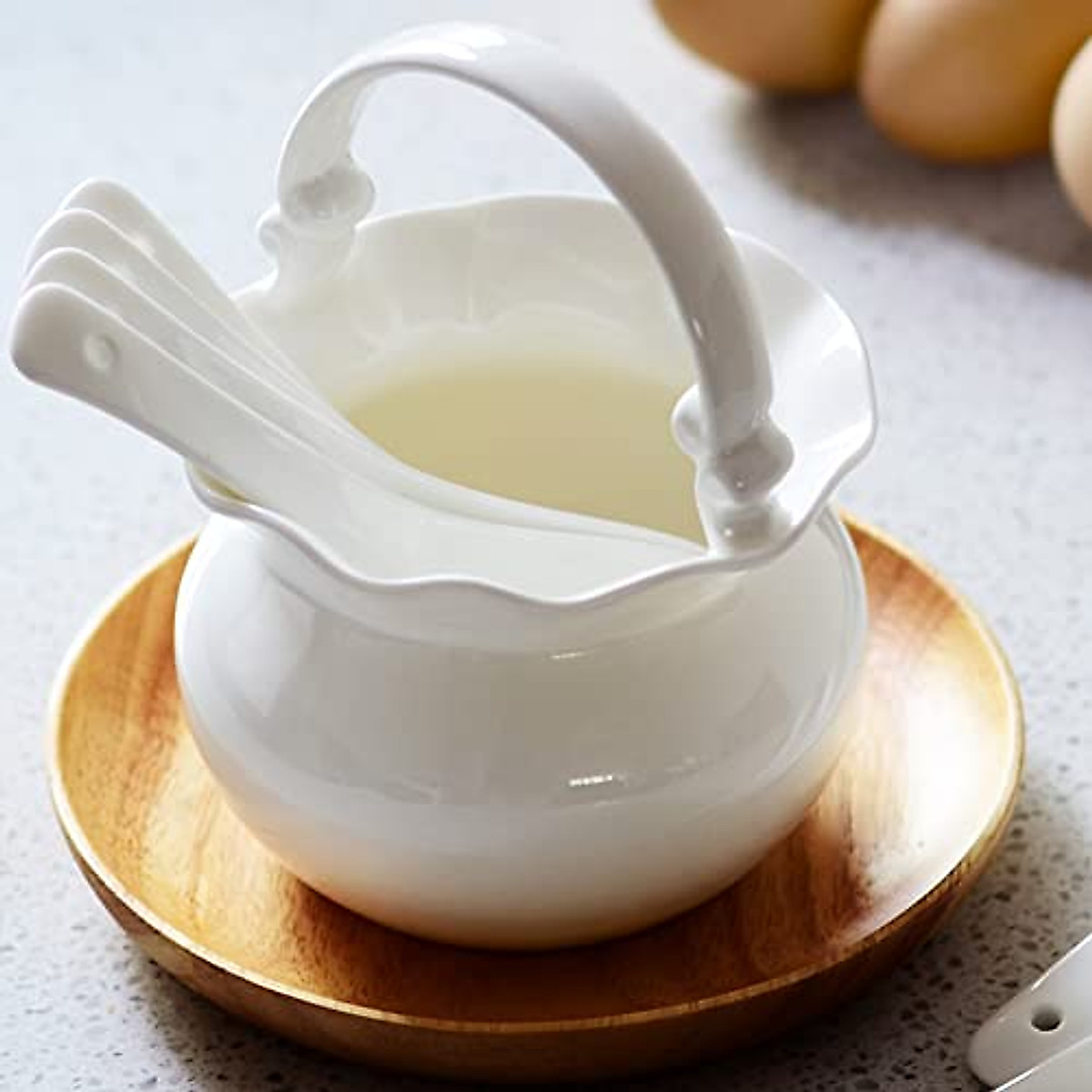 BETYMAO Ceramic Kitchen Utensil Holder Spoon Fork Knife Holder Cooking Utensil Caddy Tableware Storage Container for Kitchen Counter and Dining Table Decoration Swan