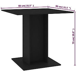 YAFF Dining Table Black 31.5"x31.5"x29.5" Engineered Wood-0253