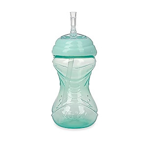 Nuby 3 Piece No-Spill Easy Grip Cup with Flex Straw, Clik It Lock Feature, Neutral, 10 Ounce
