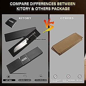 Kitory Santoku Knife - 5.5 Inch Japanese Chef Kitchen Knife - Cooking Slicing Chopping for Vegetable Fruit and Meat - German High Carbon Steel - Ergonomic Pakkawood Handle-Gift Box - Metadrop Series