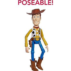 Mattel Disney and Pixar Toy Story Large Action Figure, Posable Woody Collectible in Signature Sheriff Look with Removable Hat, 12-inch Scale