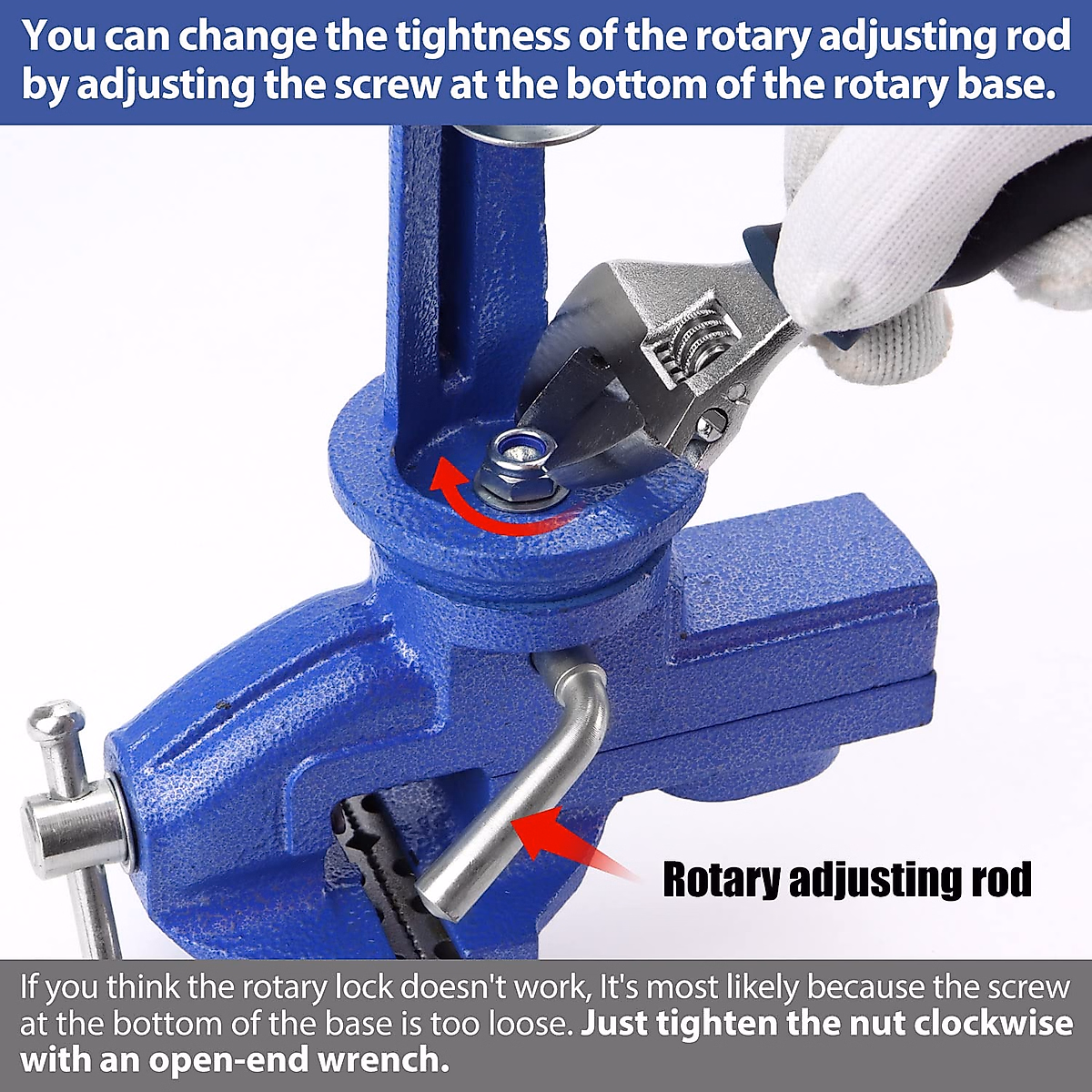 Bench Vise with Clamp Post Universal 3 Inch Bench Clamps 360° Swivel Base Home Vise for Holding Irregular Objects Table Vice with Longer Clamping Distance for Woodworking, Drilling, etc.