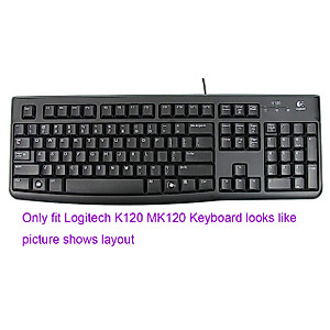 Ultra Thin Desktop PC Silicone Clear Keyboard Cover Skin Protector Compatible with Logitech K120 MK120 Keyboard (NOT Compatible for Other Desktop Keyboards) - Transparent