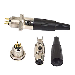 onelinkmore 4 Pin Mini XLR TA4F Male Female Panel Mount Socket Connector Mic Audio Socket Mini-XLR Connector Mini XLR Jack,4 Pin for Pro Microphones Aviation Set of 2