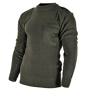 German Army Style Miltec Pullover OD Commando Jersey Olive Green Sweater Wool Blend Large