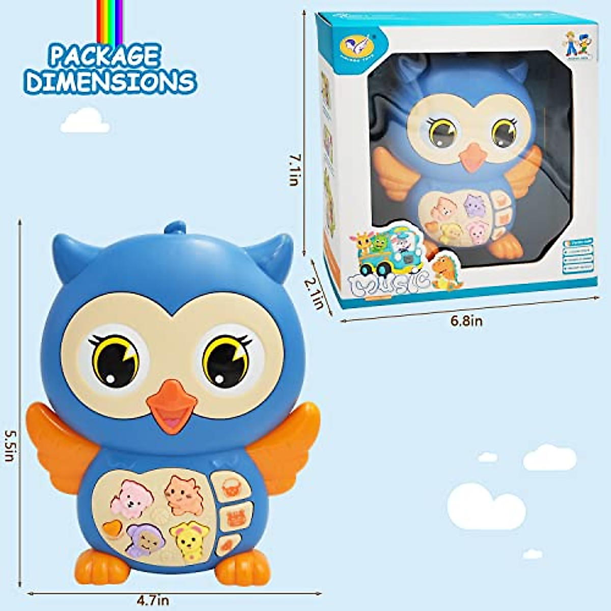 XINQEOW Baby Piano Toy, Infant Toys 6-12 Months, 3 Play Modes Owl Baby Light Up Toys, Lovely Baby Learning Toys 6 to 12 Months, Baby Einstein Piano Toys for Birthday Gifts