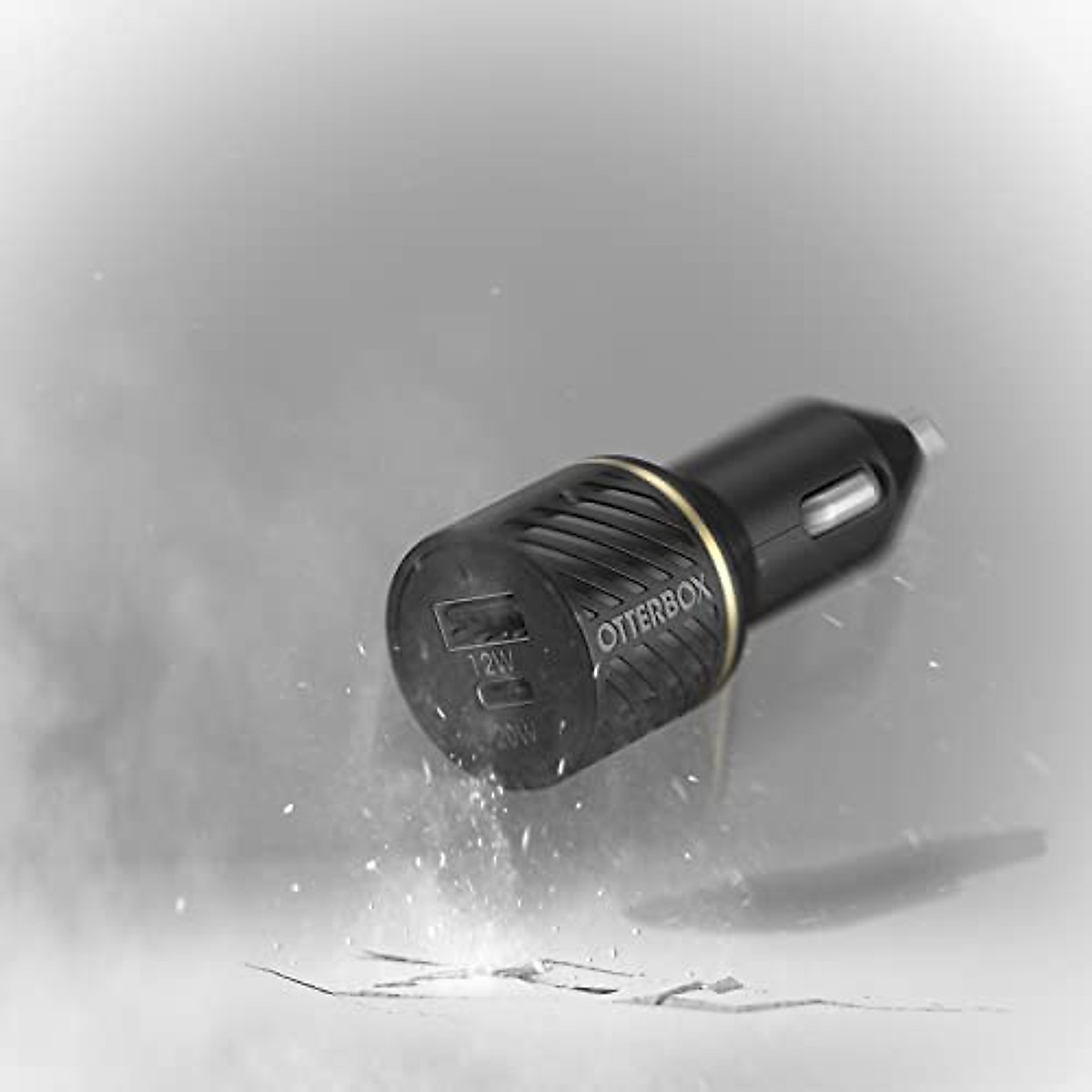 OtterBox USB-C Fast Charge Dual Port Car Charger, 50W Combined - BLACK