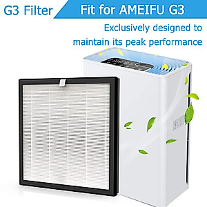 Vegebe G3 H13 HEPA Replacement Filter, Compatible with AMEIFU G3 (Sferf-30) Air Purifier (FXAP2W), 2 Pack