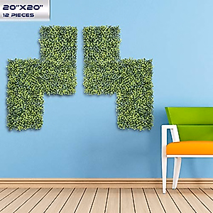 Windscreen4less Artificial Faux Ivy Leaf Decorative Fence Screen 20'' x 20" Boxwood/Milan Leaves Fence Patio Panel, Harmonious Boxwood 12 Pieces