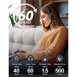 TECKNET Bluetooth Headset Wireless Headphones with Microphone AI Noise Cancelling & Mute Trucker Bluetooth Headset V5.2 Over-Ear Headphones for Truck Driver Cell Phone PC Computer Home Office Skype